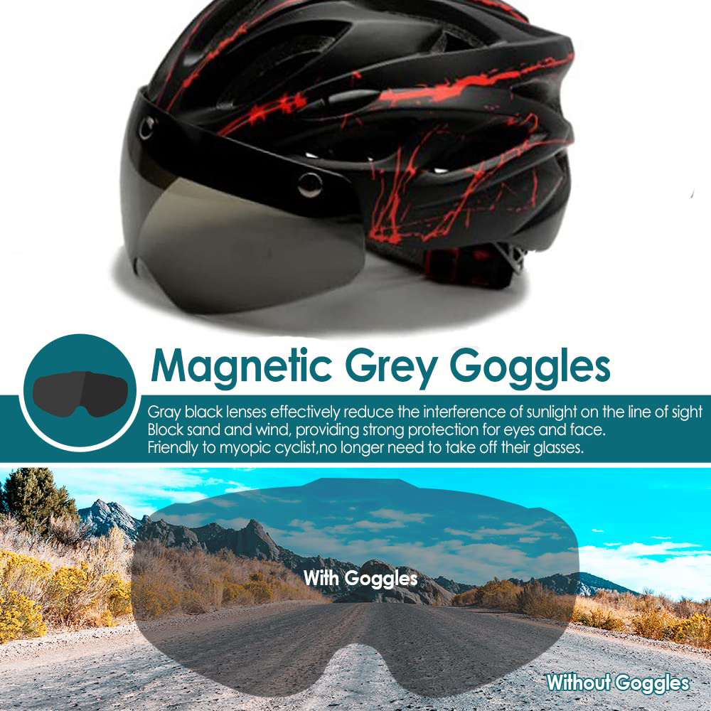 Bicycle Helmet for Men Women Detachable Magnetic Goggle Visor Cycling ...