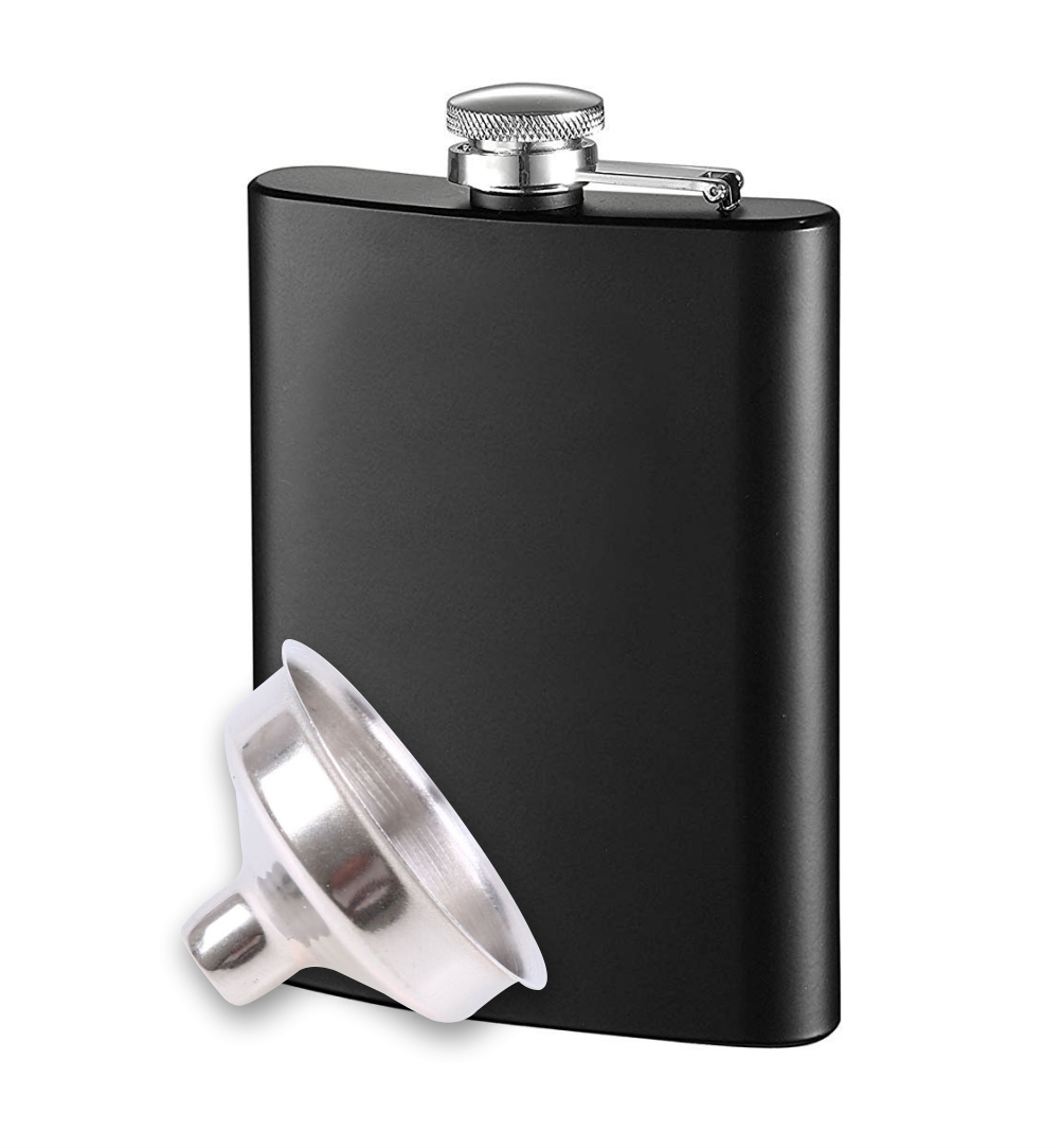 Hip Flask Matt Finish Pocket Black Leak Proof 8 Oz Stainless Steel Hip Flask 236 ml (With Funnel ...