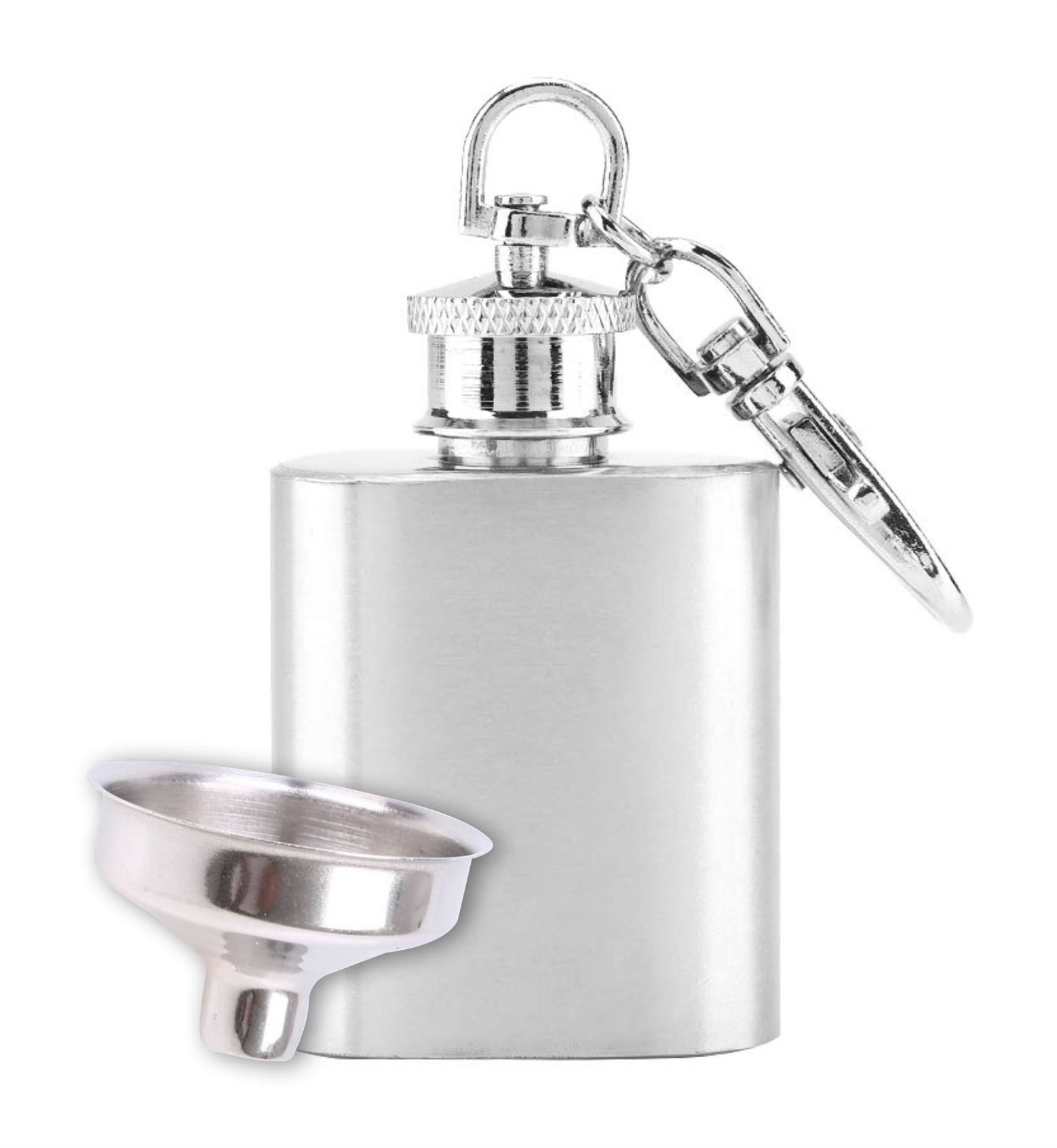Mini Hip Flask Stainless Steel Silver Pocket Keychain Drinks Wine ...