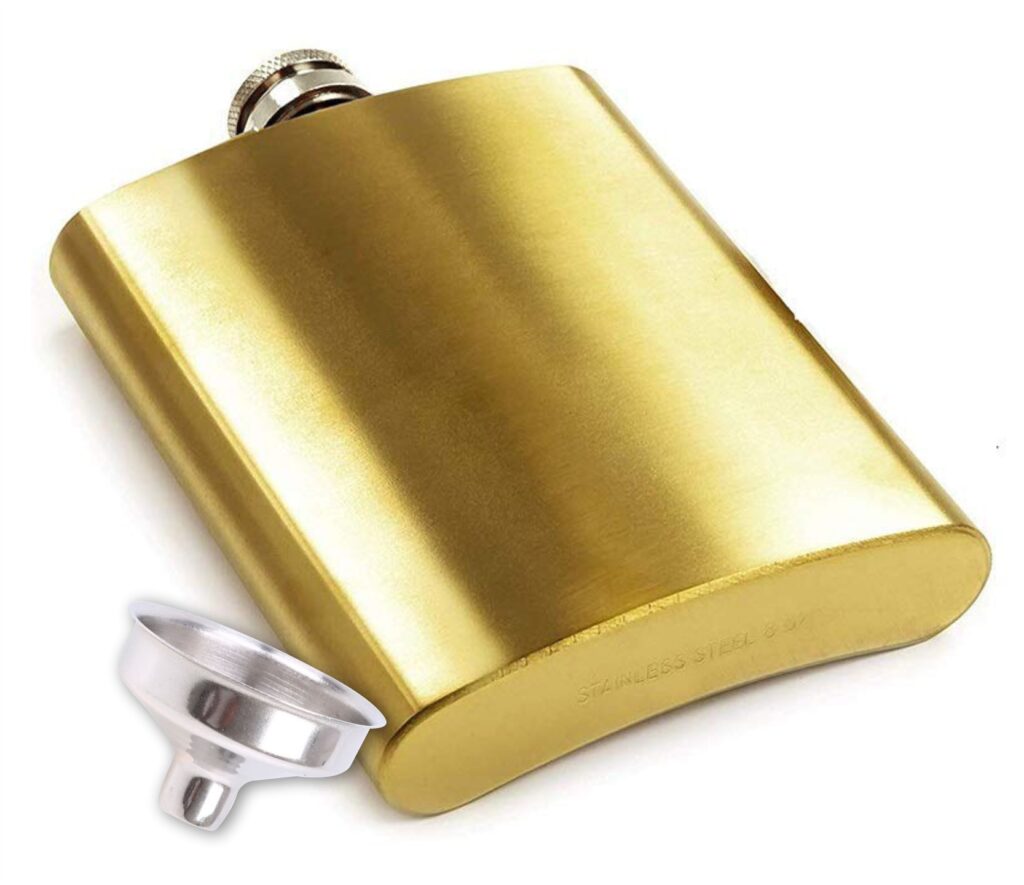 Golden Smooth Stainless Steel Hip Flask 207 ml (With Funnel ...