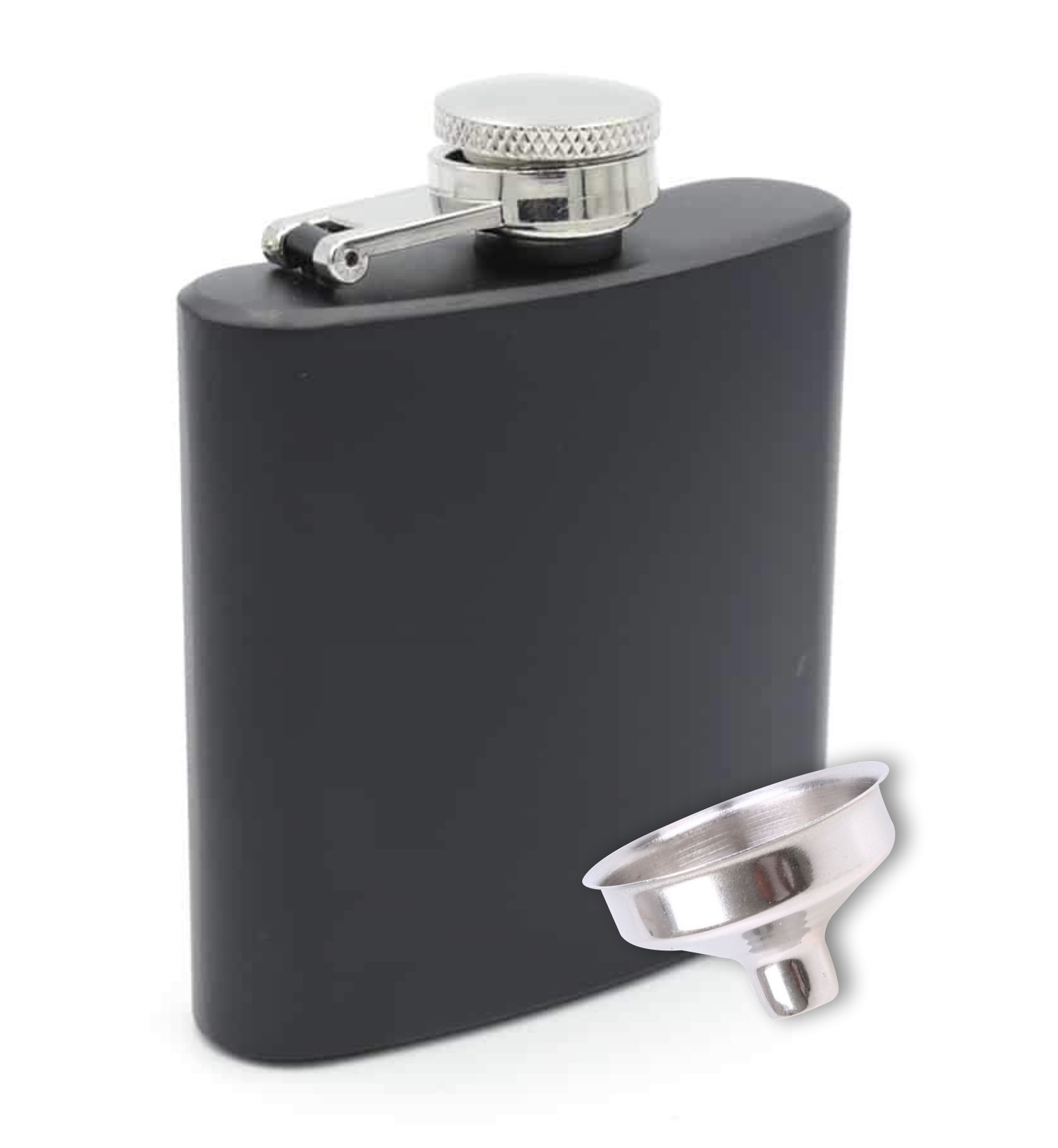 Black Matt Stainless Steel Pocket Hip Flask Whisky Vodka 118ml (With ...