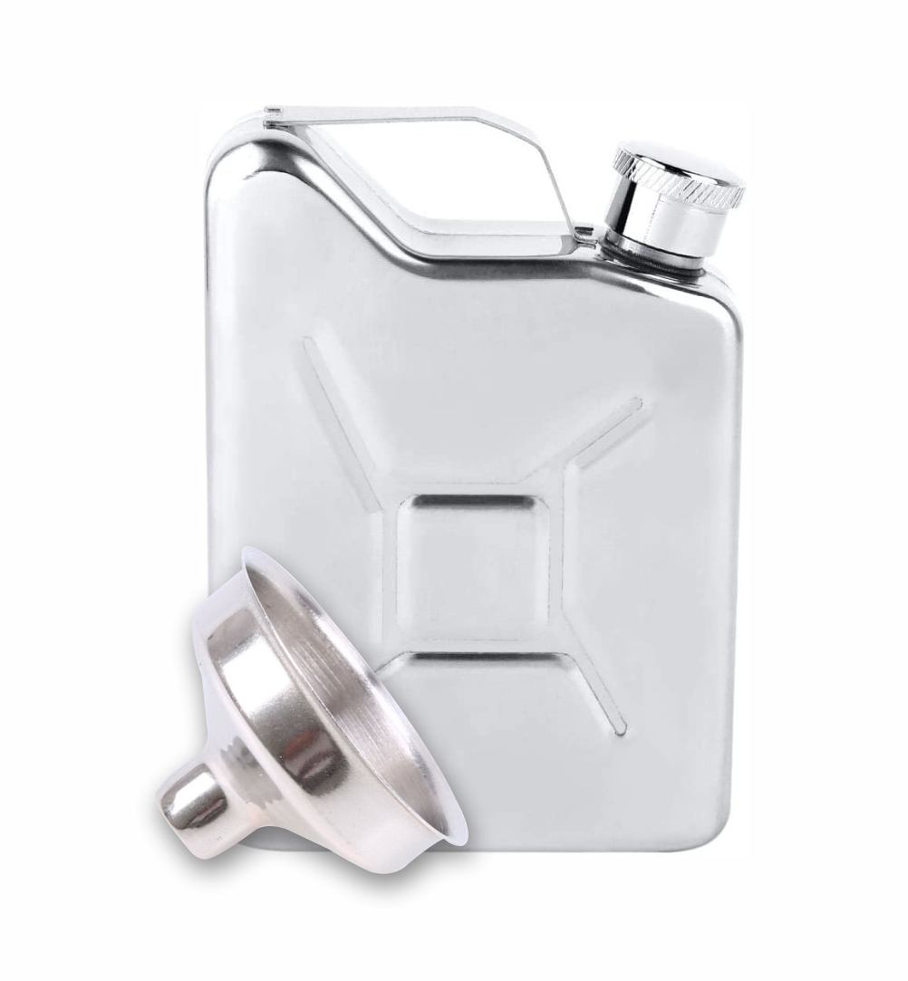 Can Shape Stainless Steel Silver Hip Flask Whisky Vodka Travel Camping ...